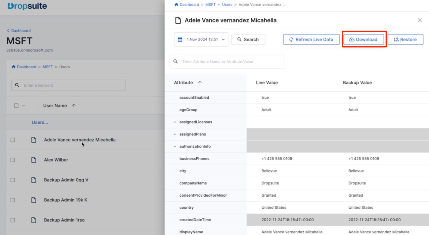 Entra Backup For End User Dropsuite